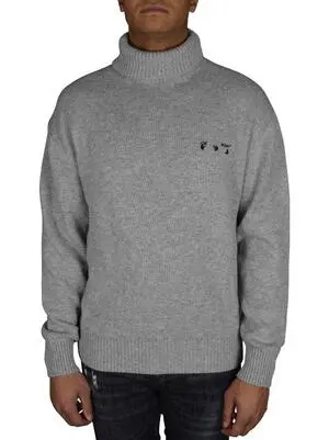 Off-White Cashmere Turtleneck Sweater - Gray