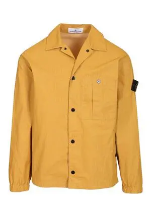 Stone Island Overshirt In Resin-treated Cotton Ripstop - Yellow