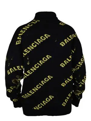 Balenciaga Diagonal Logo Turtleneck Sweater - Black