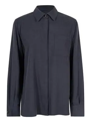 Max Mara MAX MARA Silk Canvas Shirt Blue