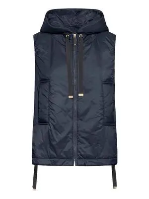 Max Mara Padded Vest With Hood In Waterproof Canvas - Multicolor