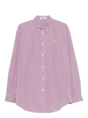 Miu Miu Vertical Stripe Cotton Shirt - Red