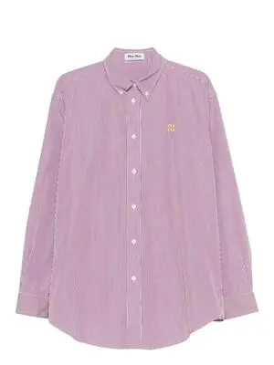 Miu Miu Vertical Stripe Cotton Shirt - Red