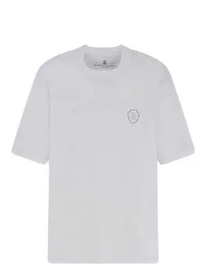 Brunello Cucinelli Technical Fabric T-shirt With Front Logo Patch - Multicolor