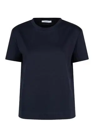 Max Mara Cotton T-shirt With Embroidered Logo On The Back - Blue