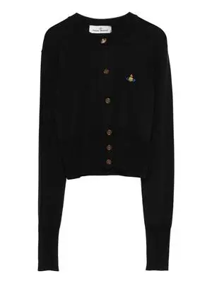 VIVIENNE WESTWOOD Silk Blend Cropped Cardigan - Black