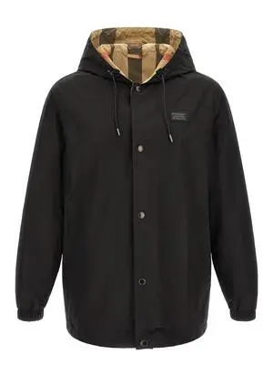 Burberry Elmhurst' Hooded Reversible Jacket - Black
