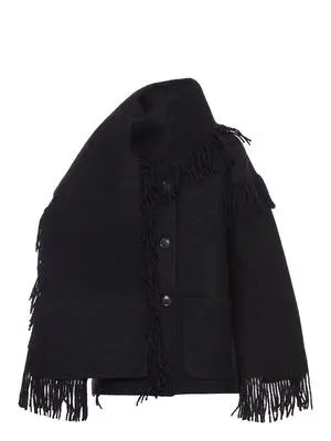 TOTEME Jacket With Fringed Scarf - Black