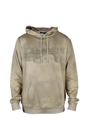 Balmain Logo Print Cotton Hoodie - Cream