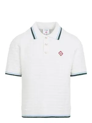 Casablanca Boucle Short-sleeve Knitted Polo - White