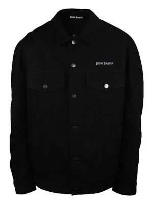 Palm Angels Embroidered Logo Denim Jacket - Black