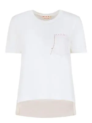 Marni Cotton T-shirt With Embroidered Logo - White