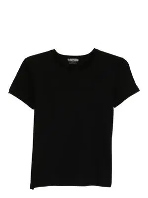 TOM FORD Cotton T-shirt With Tf Logo Embroidery - Black