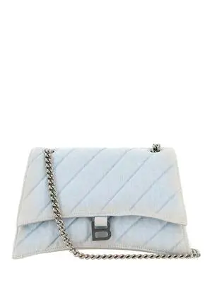 Balenciaga Light- Denim Crush M Shoulder Bag - Blue