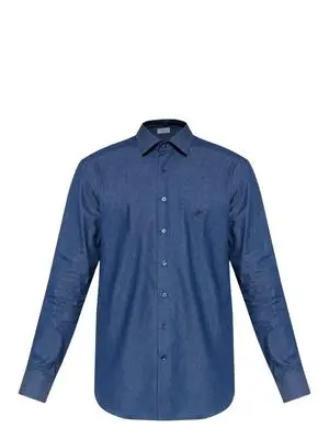Etro Embroidered Logo Cotton Shirt - Blue