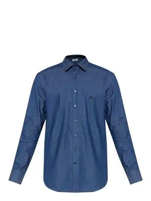 Etro Embroidered Logo Cotton Shirt - Blue