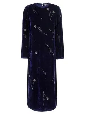 FORTE_FORTE Fleurs D'orient Velvet Floral Embroidered Long Dress - Multicolor