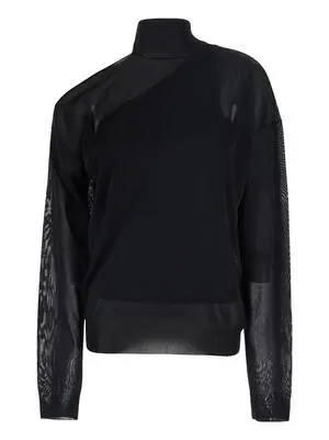 Fendi Cut-out Turtleneck Silk And Viscose Top - Multicolor