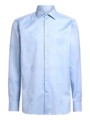 Etro Cotton Jacquard Shirt With Gecko Motif - Blue