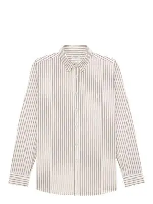 Saint Laurent Cassandre Shirt In Striped Cotton Poplin - Multicolor