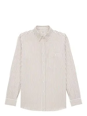 Saint Laurent Cassandre Shirt In Striped Cotton Poplin - Multicolor