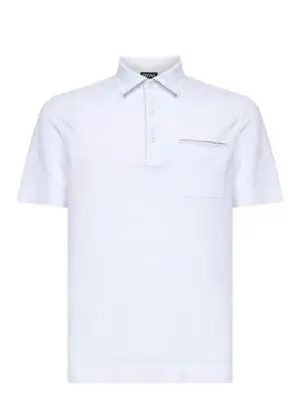 Zegna White Cotton Pique Polo Shirt With Chest Pocket - Multicolor