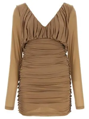 Saint Laurent Jersey Mini Dress - Brown