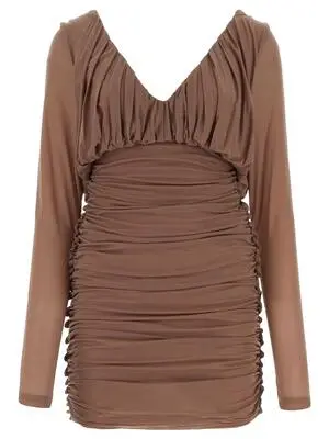 Saint Laurent Jersey Mini Dress - Brown