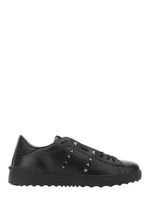 Valentino Garavani Leather Rockstud Untitled Sneakers - Black