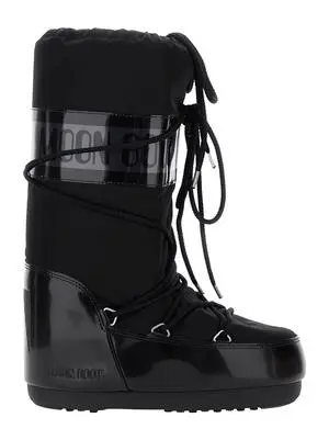 MOON BOOT Moon Boot Women Snow Boots 'Icon' With Maxi Logo Print On The Side In Black Tech Fabric For Women