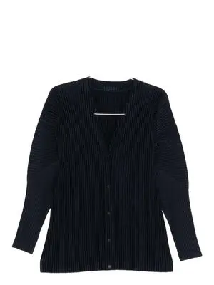 Issey Miyake HOMME PLISSE ISSEY MIYAKE Pleated V-Neck Cardigan Multicolor
