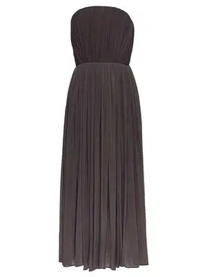 Magda Butrym Strapless Pleated Corset Dress - Brown