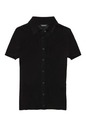 Balenciaga Short Sleeved Ribbed Viscose And Cotton Knit Top - Black