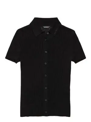 Balenciaga BALENCIAGA Ribbed Viscose Cotton Knit Top Black