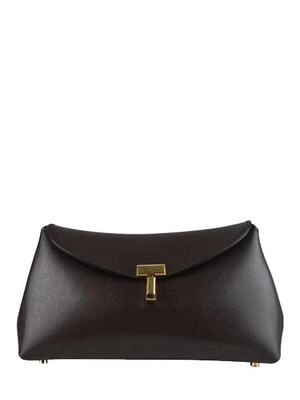 TOTEME Leather T-lock Clutch - Brown