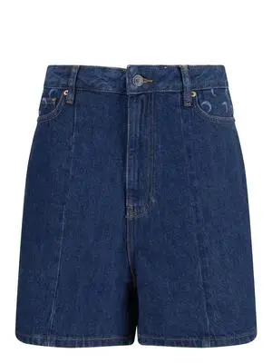 MARINE SERRE High-waisted Denim Shorts - Blue
