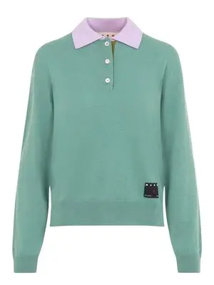Marni Cashmere Polo Neck Sweater - Green