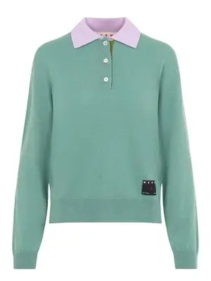 Marni Cashmere Polo Neck Sweater - Green