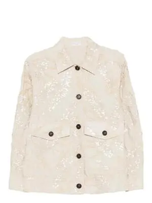 Brunello Cucinelli BRUNELLO CUCINELLI Sequined Oversized Jacket Cream