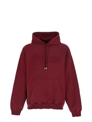 Balenciaga Red Hoodie With Drawstring Hood And Logo Lettering On The Front In Cotton For - Multicolor