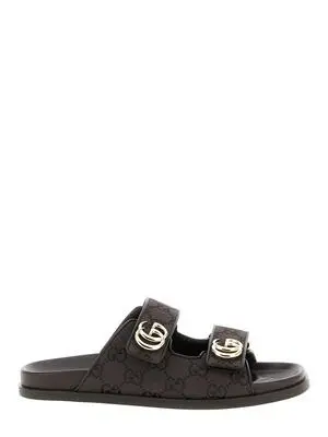 Gucci Doppia G Slides - Brown