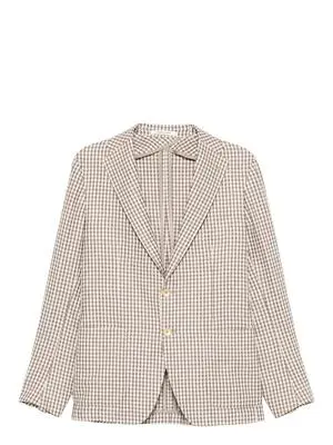 Tagliatore TAGLIATORE Gingham Pattern Single-Breasted Blazer Cream