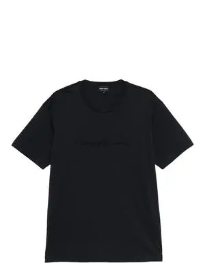 Giorgio Armani Giorgio Armani Men Pure Cotton Interlock Signature Logo T-Shirt Blue