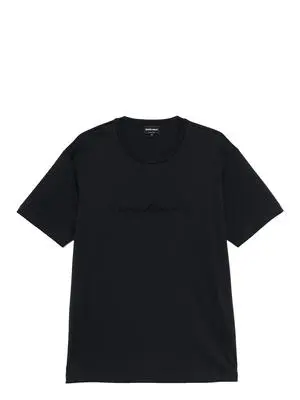 Giorgio Armani Pure Cotton Interlock Signature Logo T-shirt - Blue