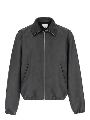 Bottega Veneta BOTTEGA VENETA Intreccio Collar Pinstripe Wool Jacket Multicolor