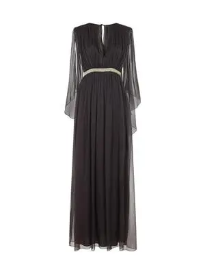 Alberta Ferretti Silk Chiffon Long Dress - Brown