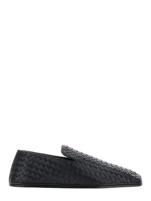Bottega Veneta Palazzo Intrecciato Lambskin Loafers - Black