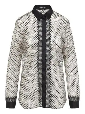 TOM FORD Flock Polka Dot Shirt - Black