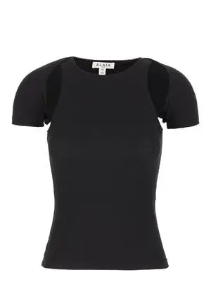 Alaïa Fitted Ribbed Short Sleeve T-shirt - Multicolor
