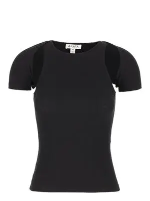 Alaïa ALAIA Fitted Ribbed Short Sleeve T-Shirt Multicolor